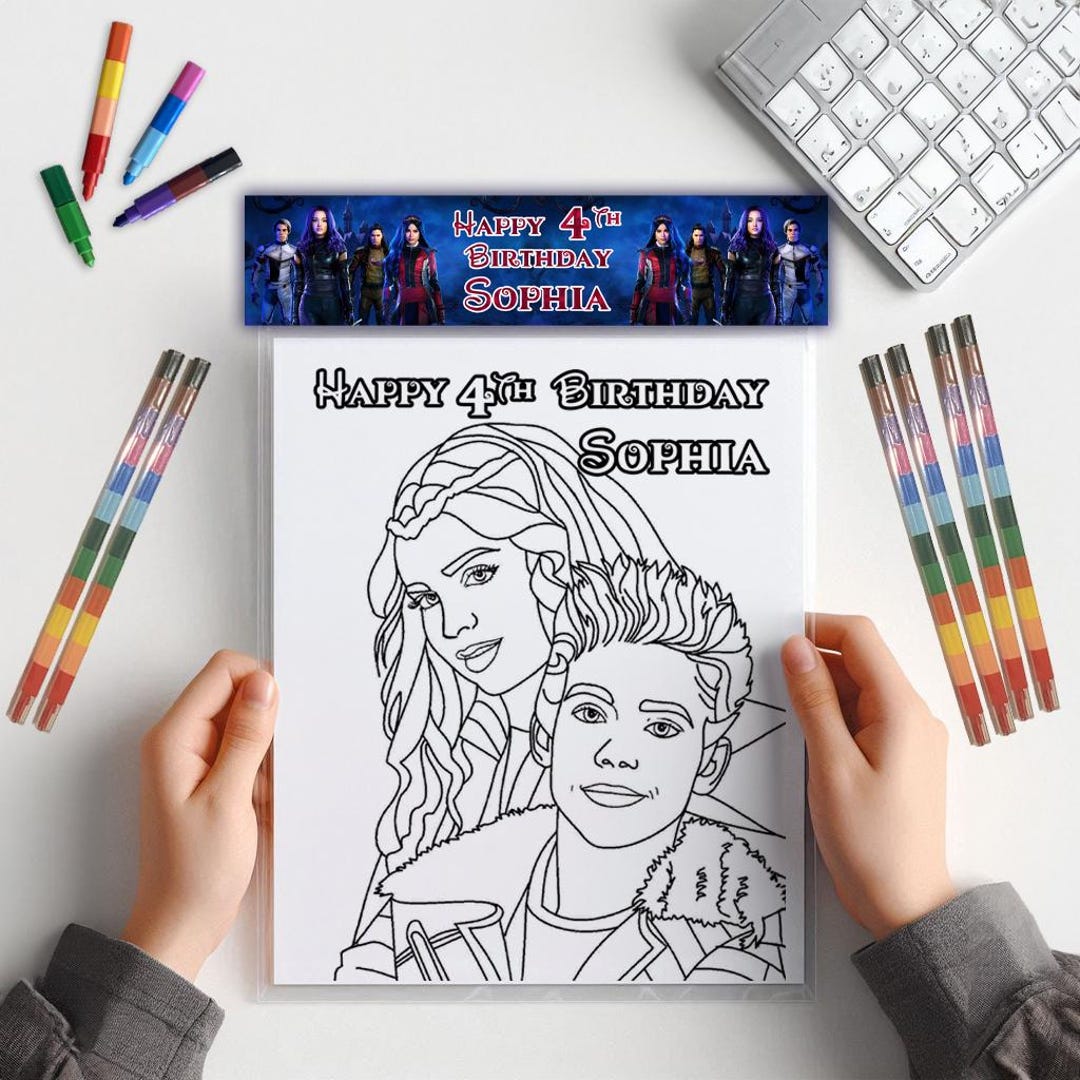 Descendants Coloring Kit: 3 Printable Coloring Pages + Full-color Bag ...