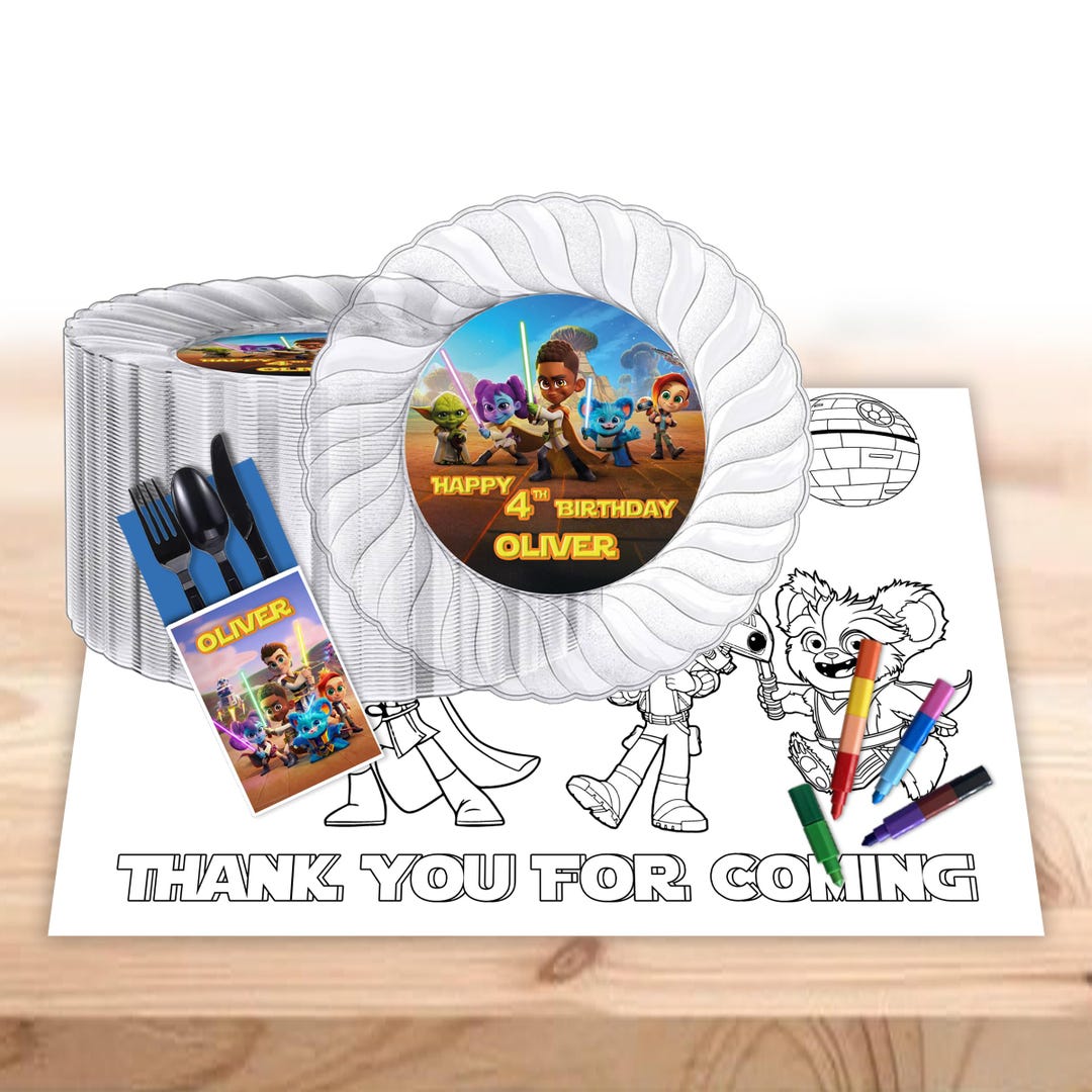 Star Wars - Young Yedi Party Table Kit – 12 Cutlery Holders, 12 Plate ...