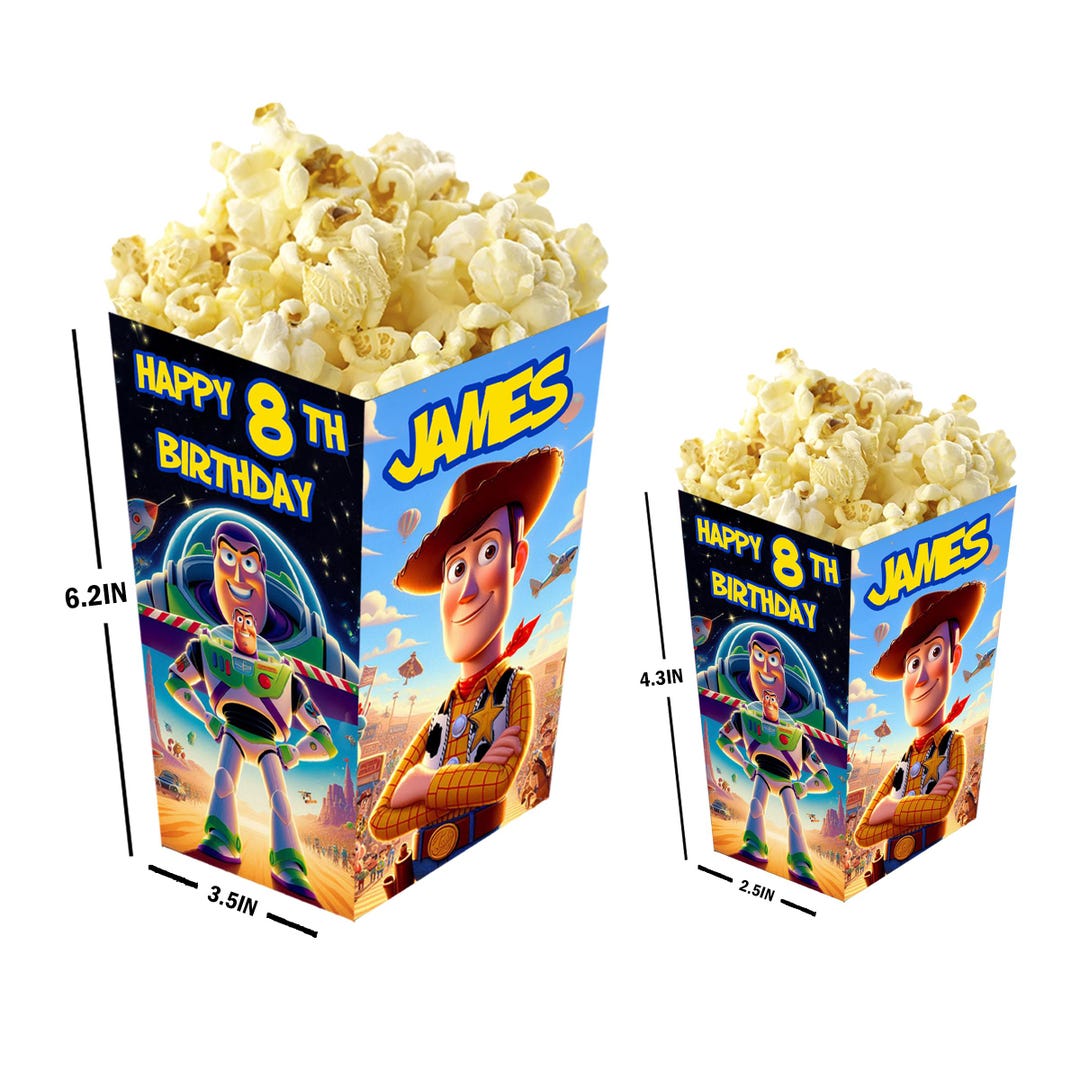 Toy Story - Popcorn Boxes Personalized With a Name and Age - 12 Pack ...