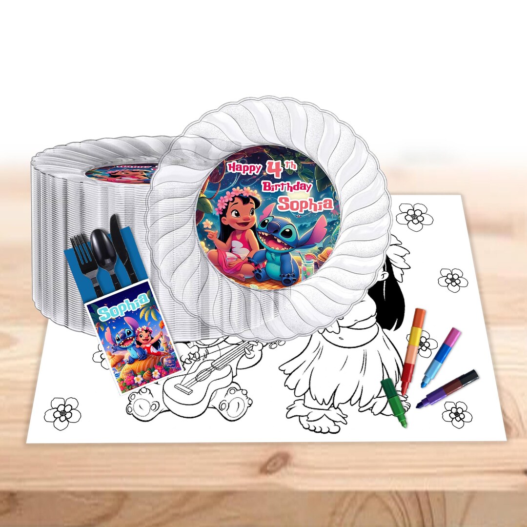 Personalized Lilo and Stitch Birthday Party Tableware Kit: Placemats ...