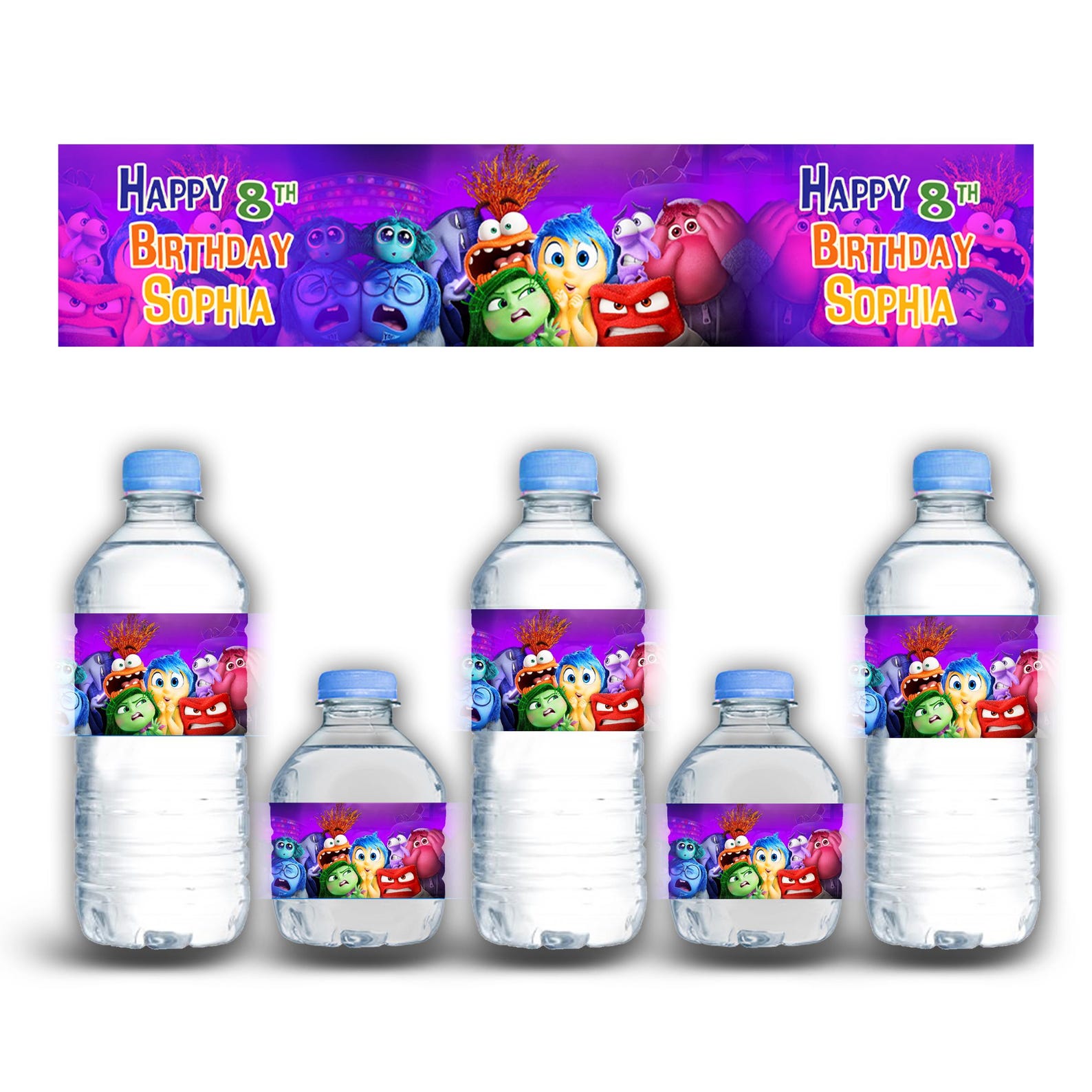 Inside Out Waterproof Stickers Party Labels Customizable With Name and ...