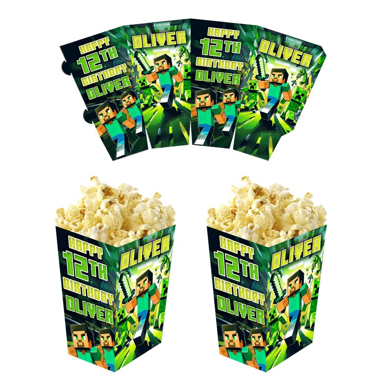 Minecraft Popcorn Boxes Personalized With a Name and Age 12 Pack 100% ...