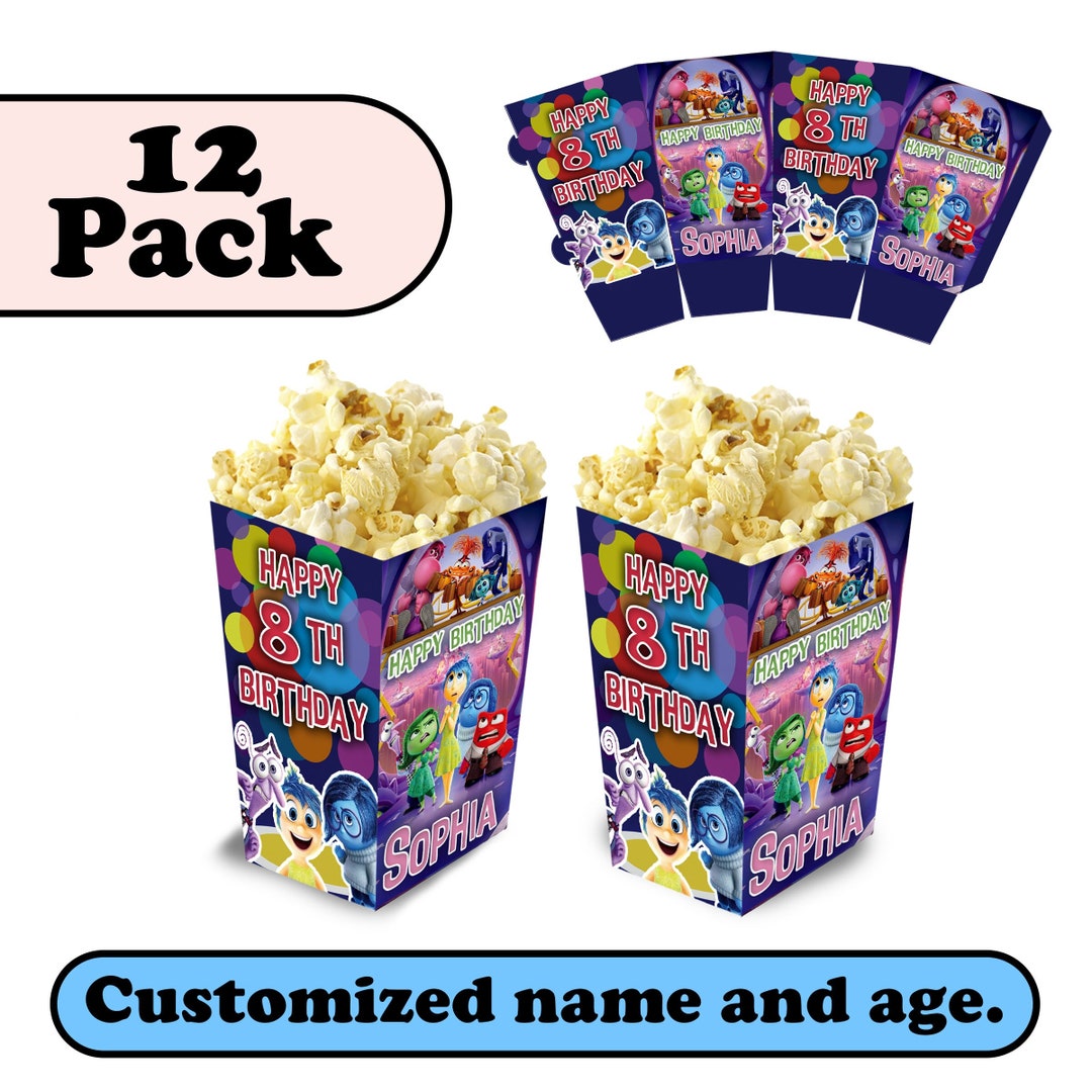 Inside Out 2 Popcorn Boxes Personalized With a Name and Age 12 Pack 100 ...