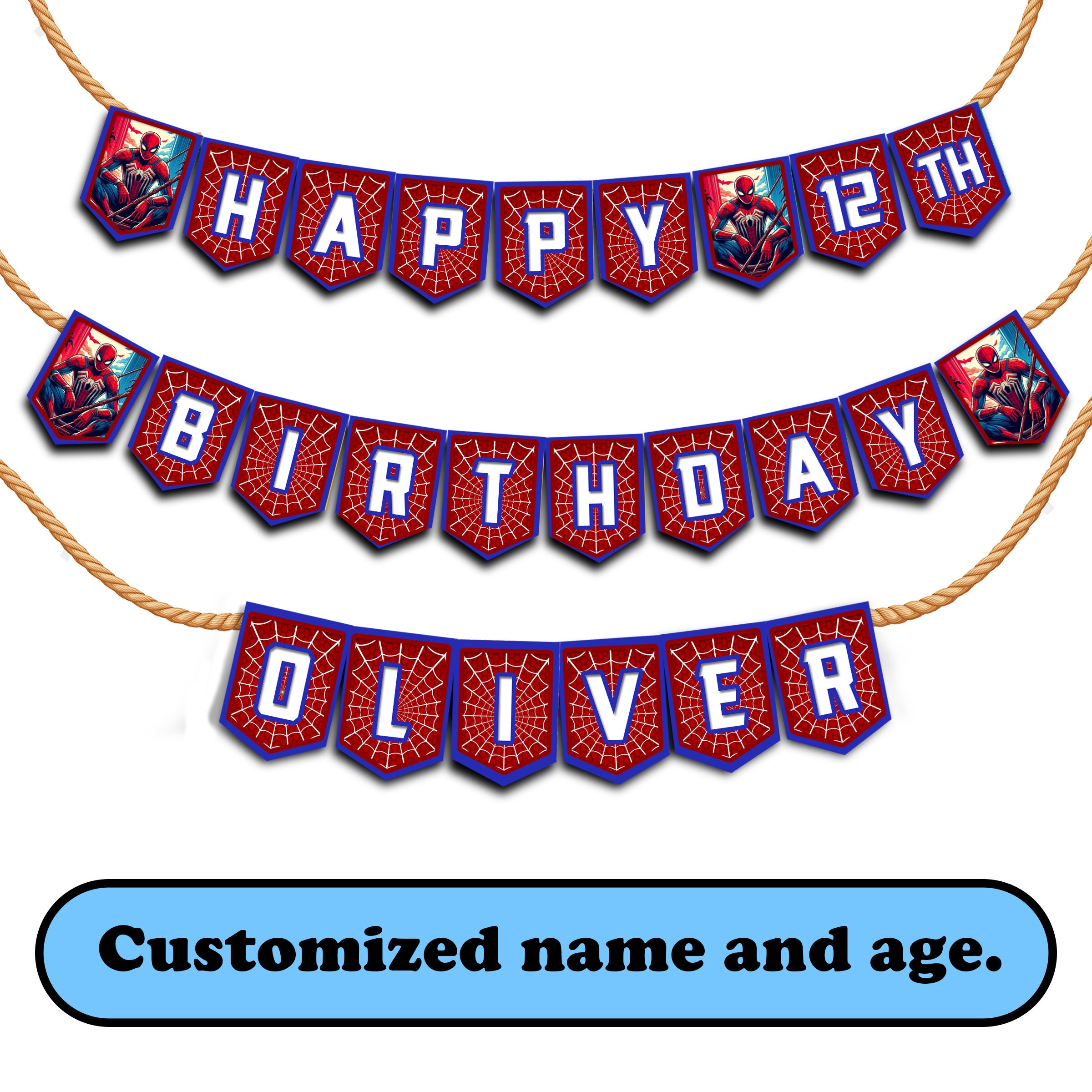 Spiderman Happy Birthday Banner Personalized With the Name and Age 100% ...