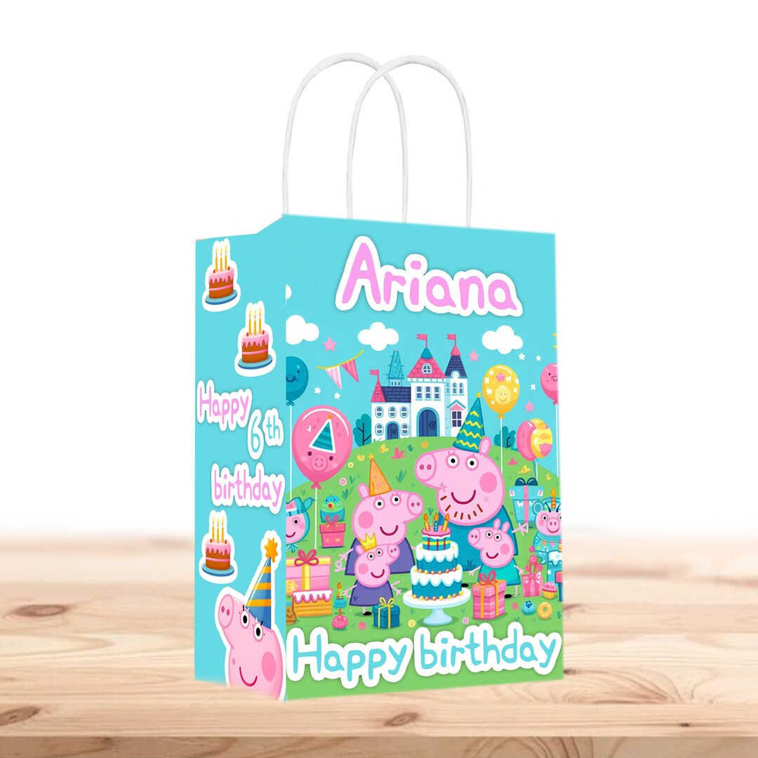 Pepa Pink Pig Favor Bags Personalized With the Name and Age Sturdy ...