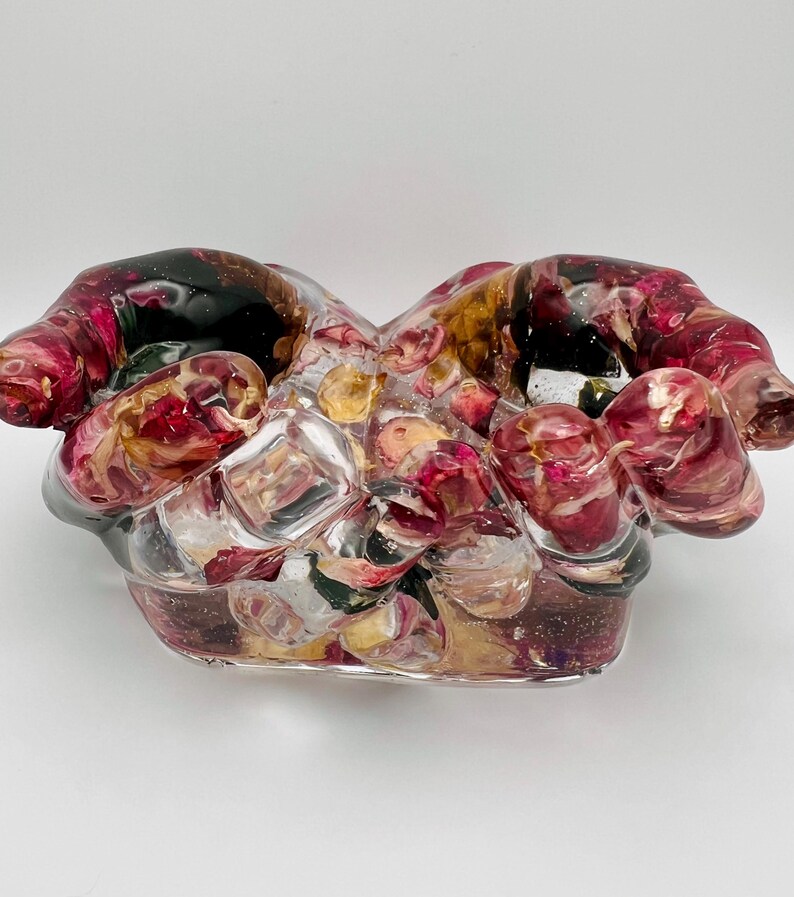 Botanical Resin Cupped Hands Bowl With Rose Petals - Etsy
