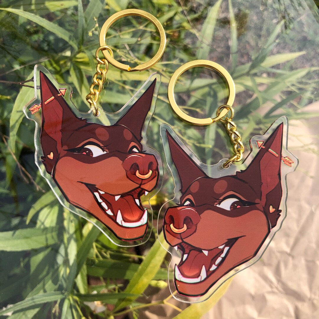 Toothy Doberman Acrylic Keychain - Etsy