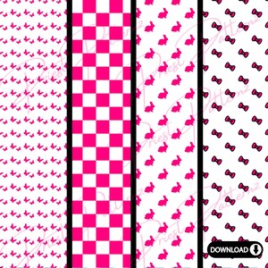 Hot Pink and White Digital Paper, Party Scrapbook Papers, Fun Patterns ...