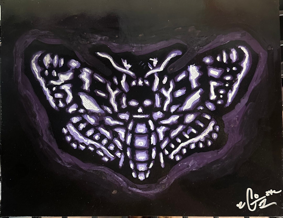 Neon Purple Painting of the Death Moth. - Etsy