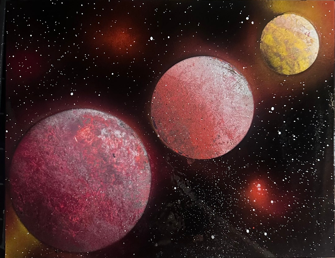 3 Planet Spray Paint Art - Etsy