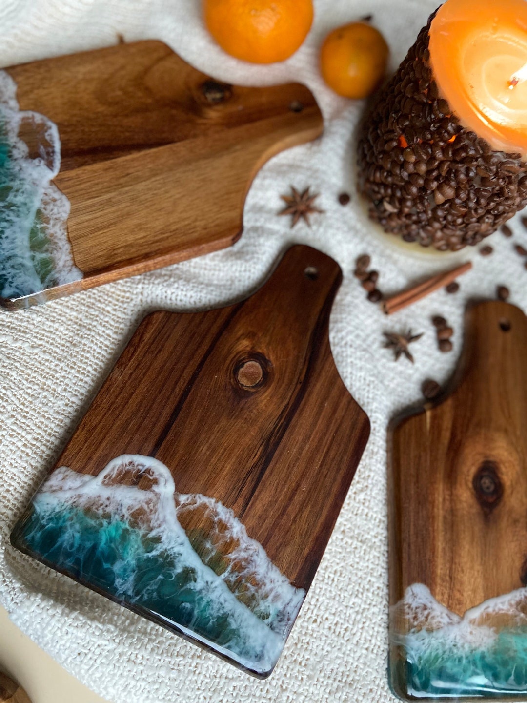 Three Small Wooden Boards for Kitchen Decor and Serving Dishes/cutting ...