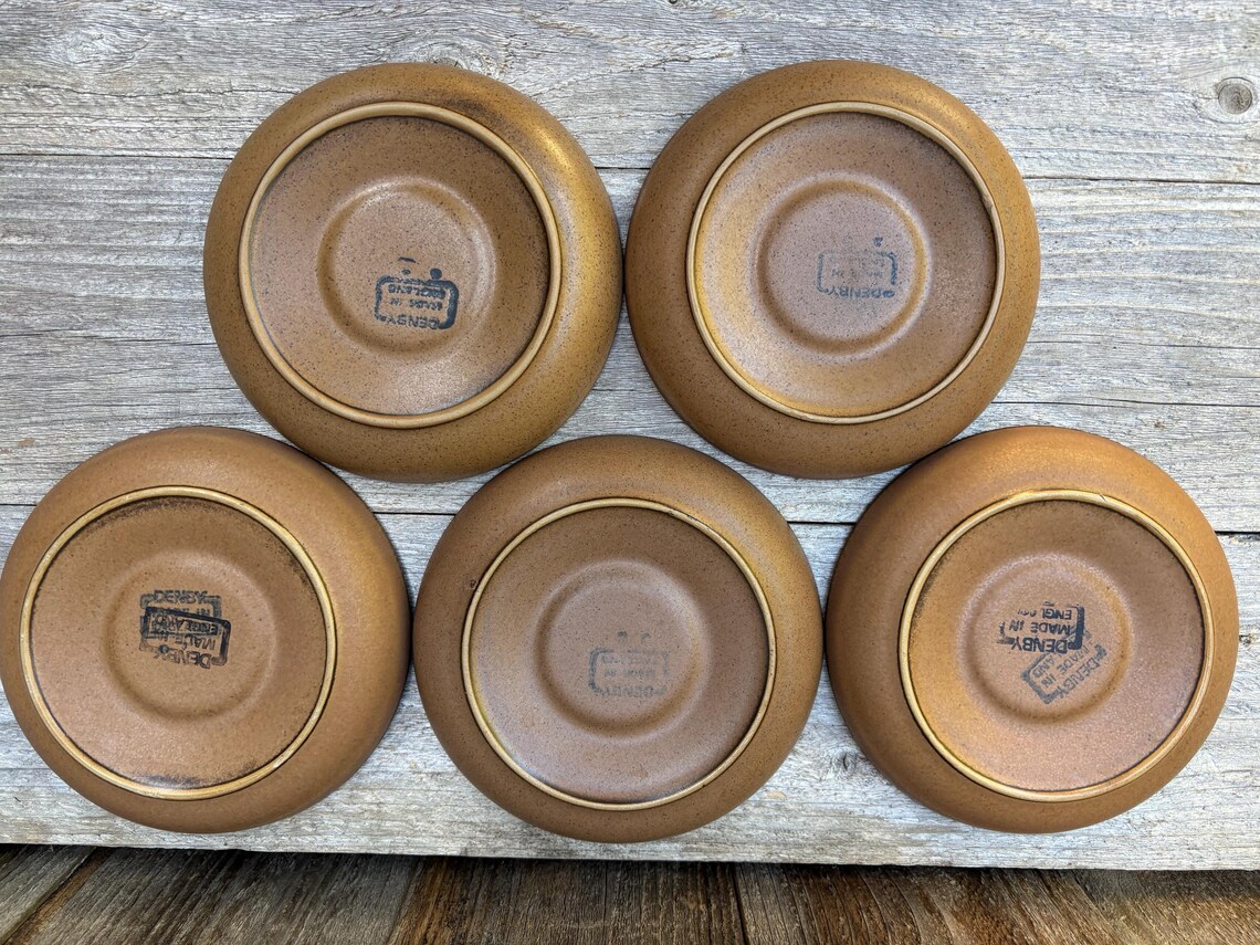 Denby Cotswold Pattern Cups and Saucers - MCM Stoneware Made in England ...