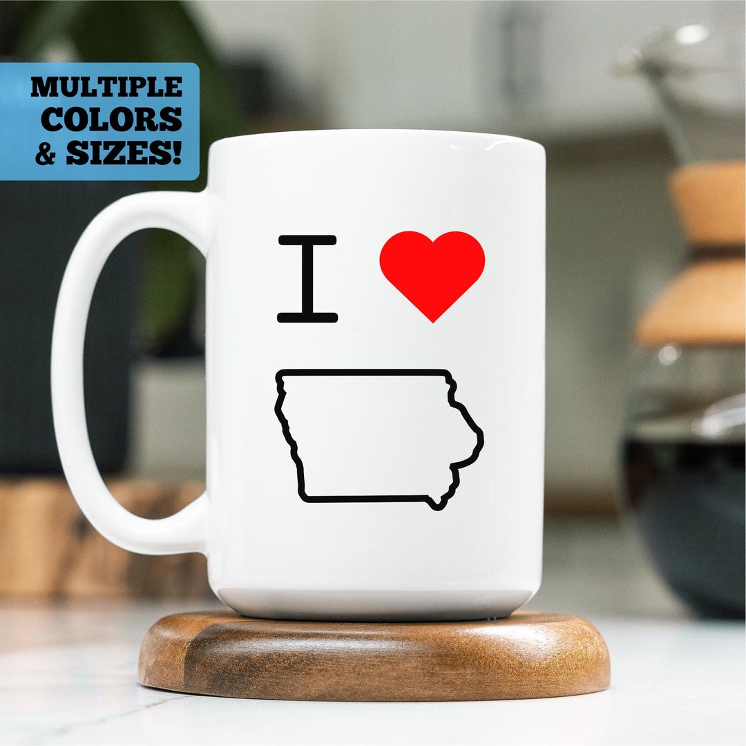 I Heart Iowa Mug, I Love Iowa Mug, Iowa Mug, Iowa Coffee Mug, Iowa Gift ...