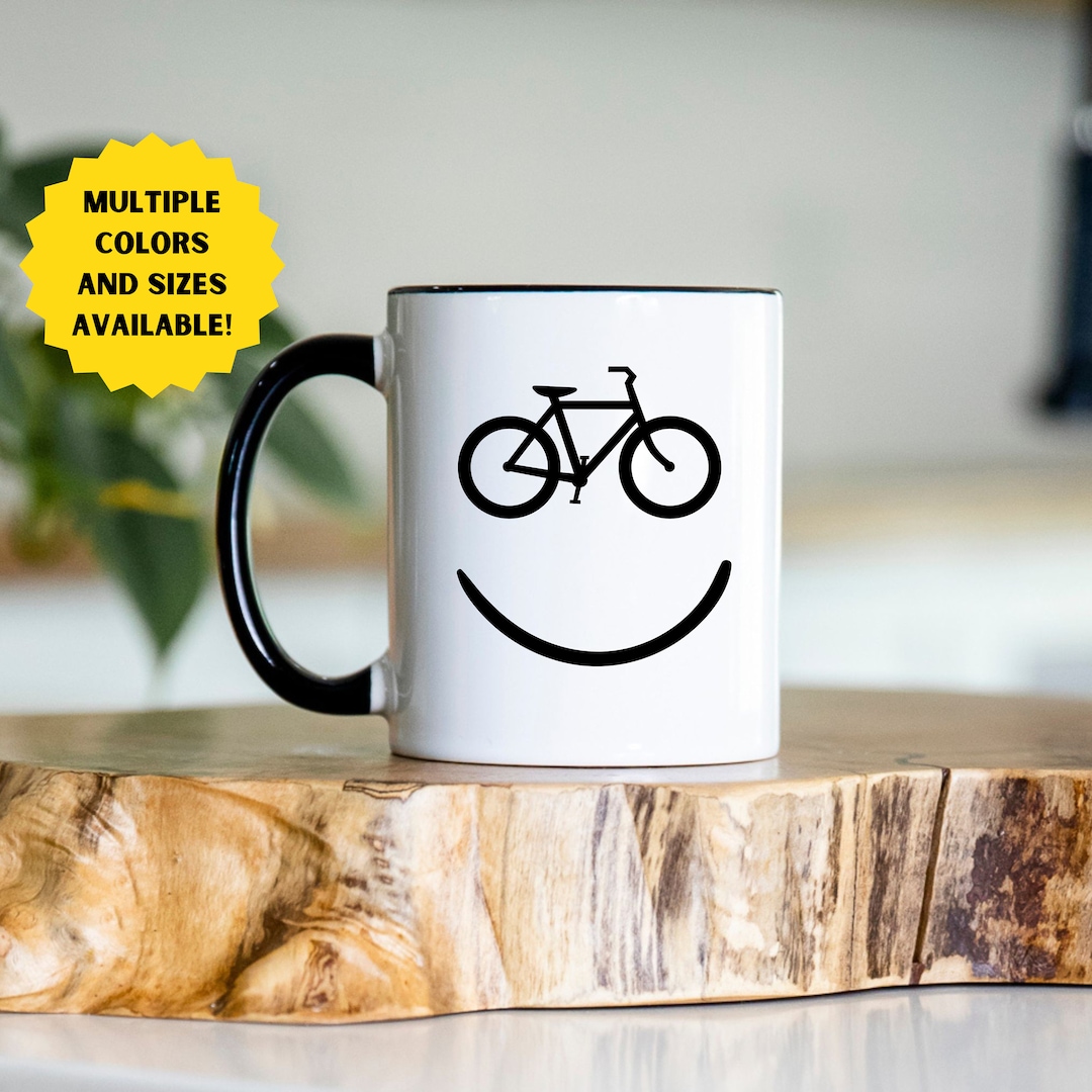 Bicycle Smiley Face Coffee Mug, Smiley Face Mug, Bicycle Coffee Mug ...
