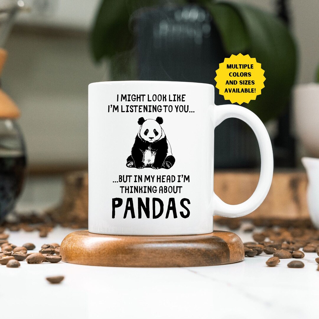 Funny Pandas Panda Mug, Thinking About Pandas Mug, Panda Mug, Pandas ...