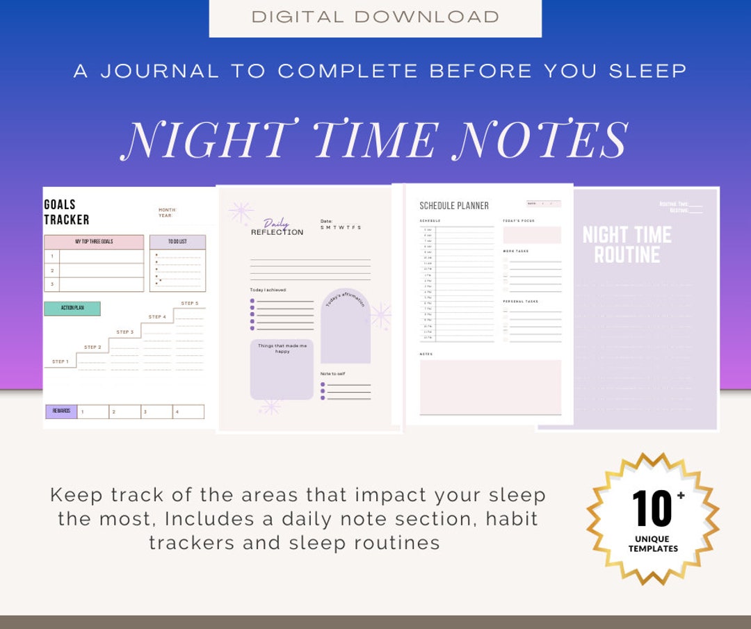 Sleep Journal Printable - Night Time Notes - Etsy