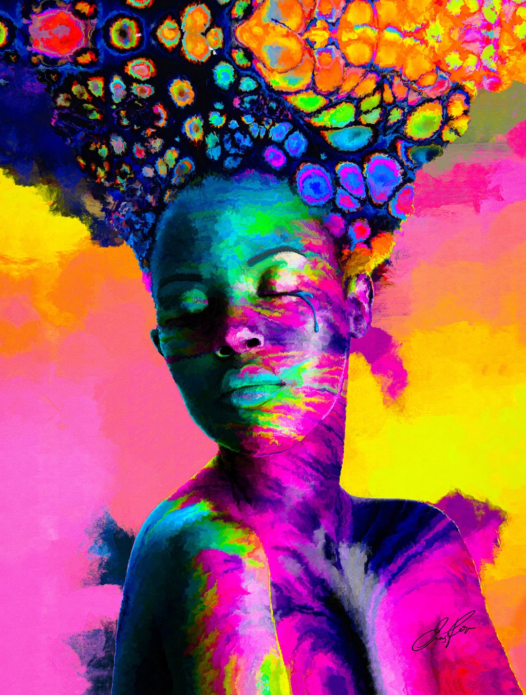Vibrant African Woman Digital Art - RGB for Screens, CMYK for Prints - Etsy