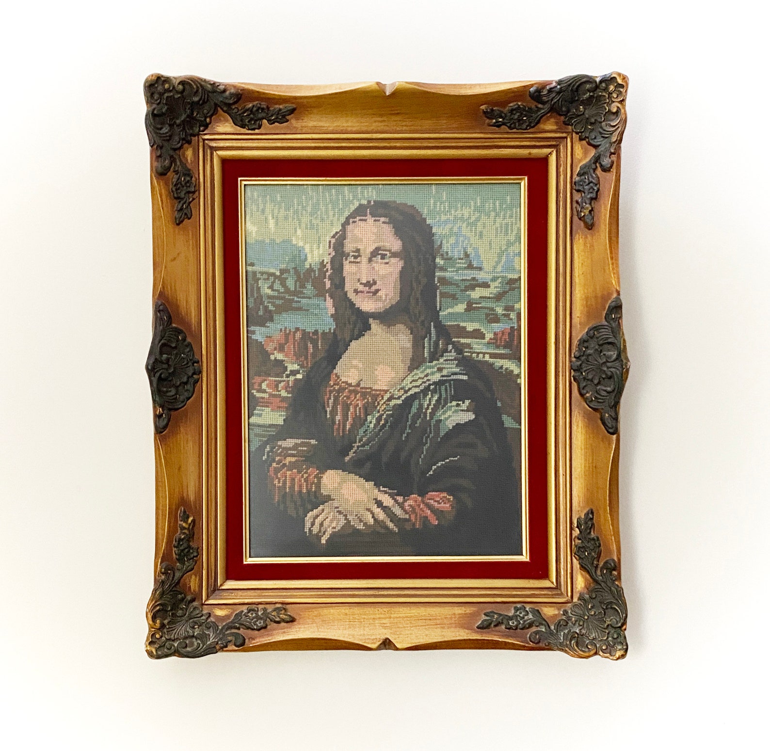 Vintage 1960s Mona Lisa Needlepoint Painting With Rococo Frame - Etsy