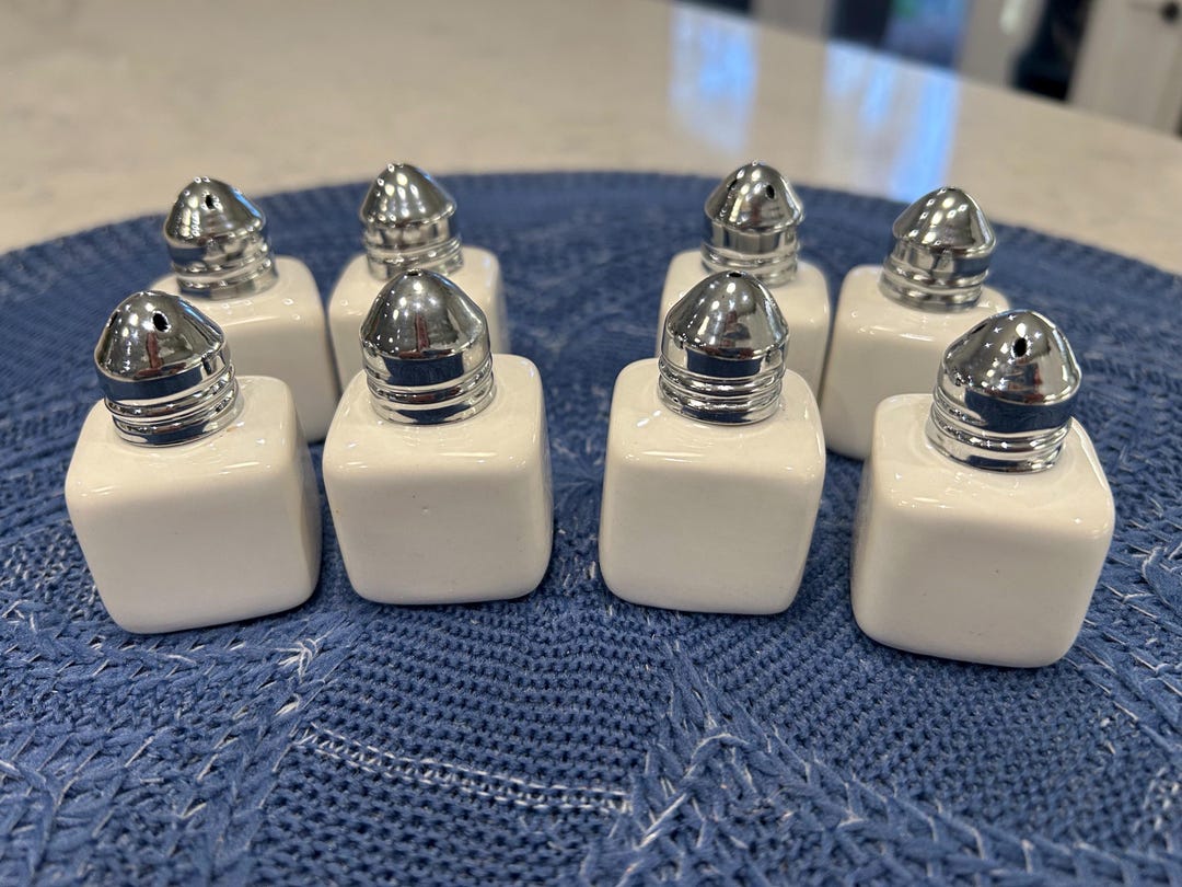 Salt and Pepper Shakers 4 Sets of Individual White Ceramic Cubes - Etsy
