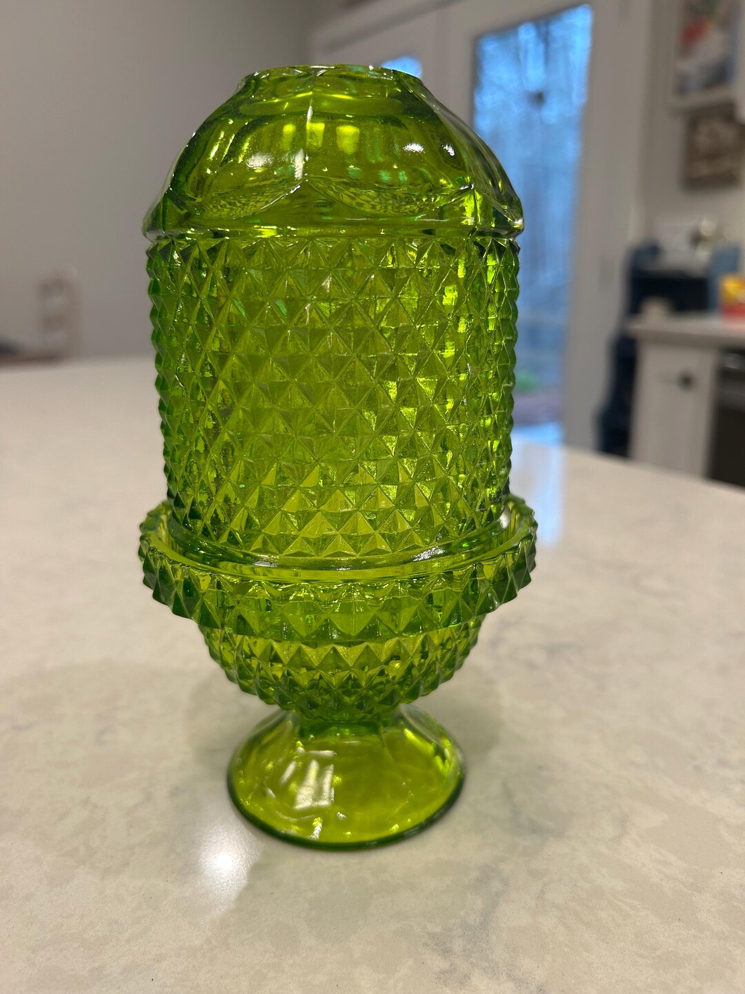 VIKING GLASS Green Diamond Point Fairy Lamp - Etsy