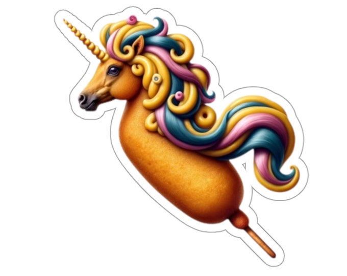 Magical Munchies: 'unicorndog' Fantasy Fusion Vinyl Sticker Unicorn ...