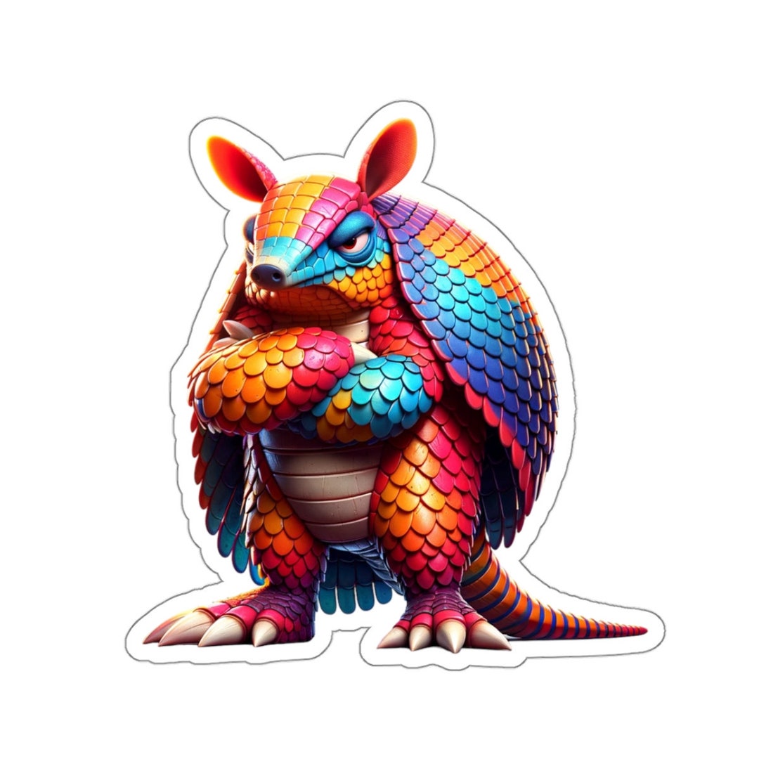 Colorful Armadillo Sticker, Funny Decal, Whimsical Animal Vinyl, Unique ...