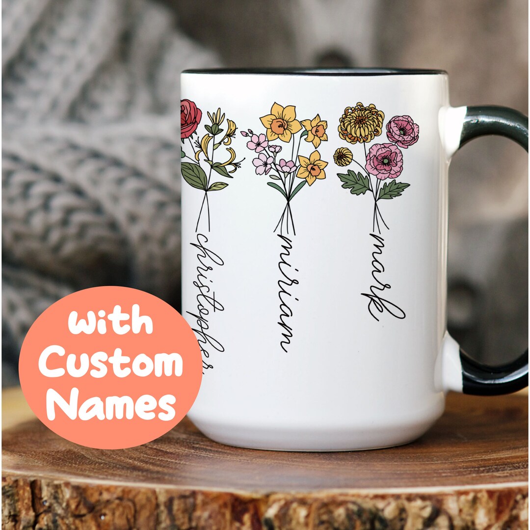 Birth Month Flower Custom Mug Grandma Mug Birth Flower Mug Customizable ...