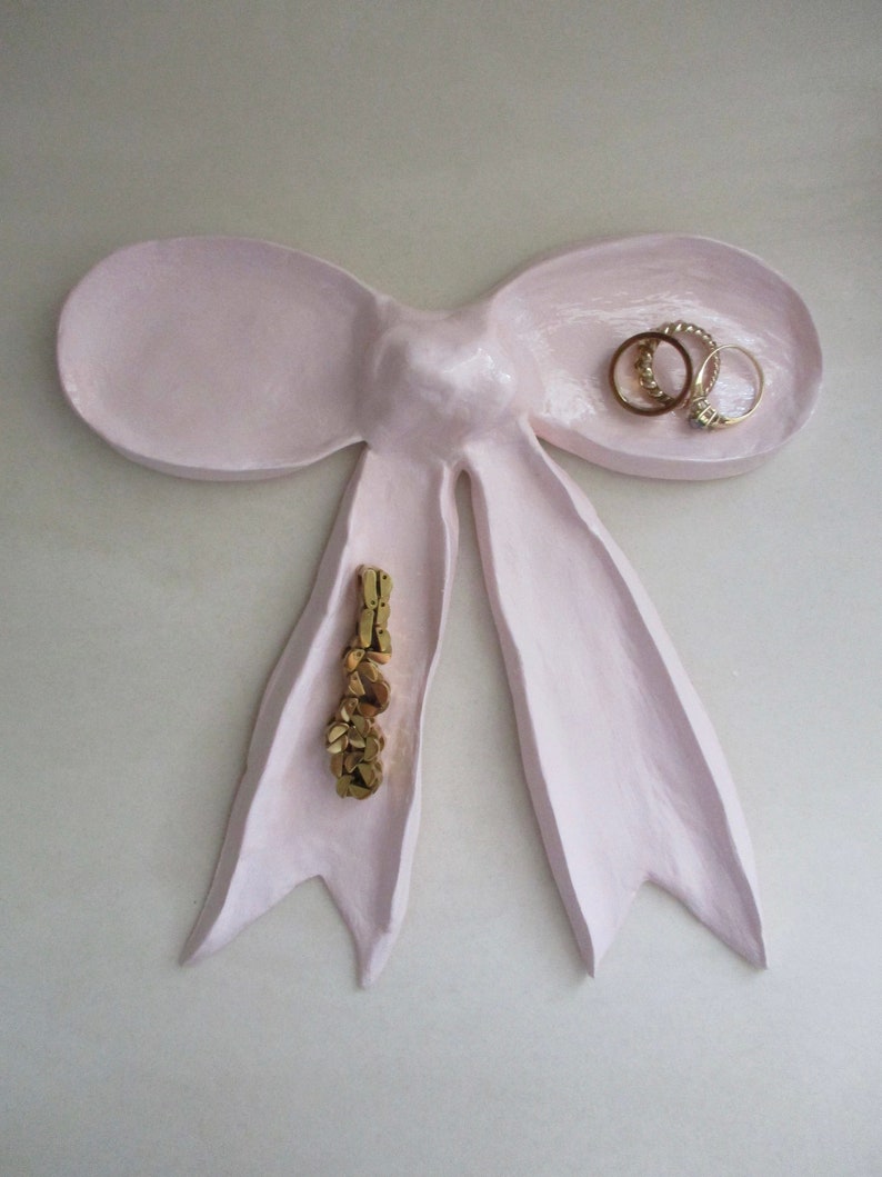 Handmade Ceramic Bow Trinket Dish Coquette Jewelry Holder Organizer, Ring Bowl, Girly ...