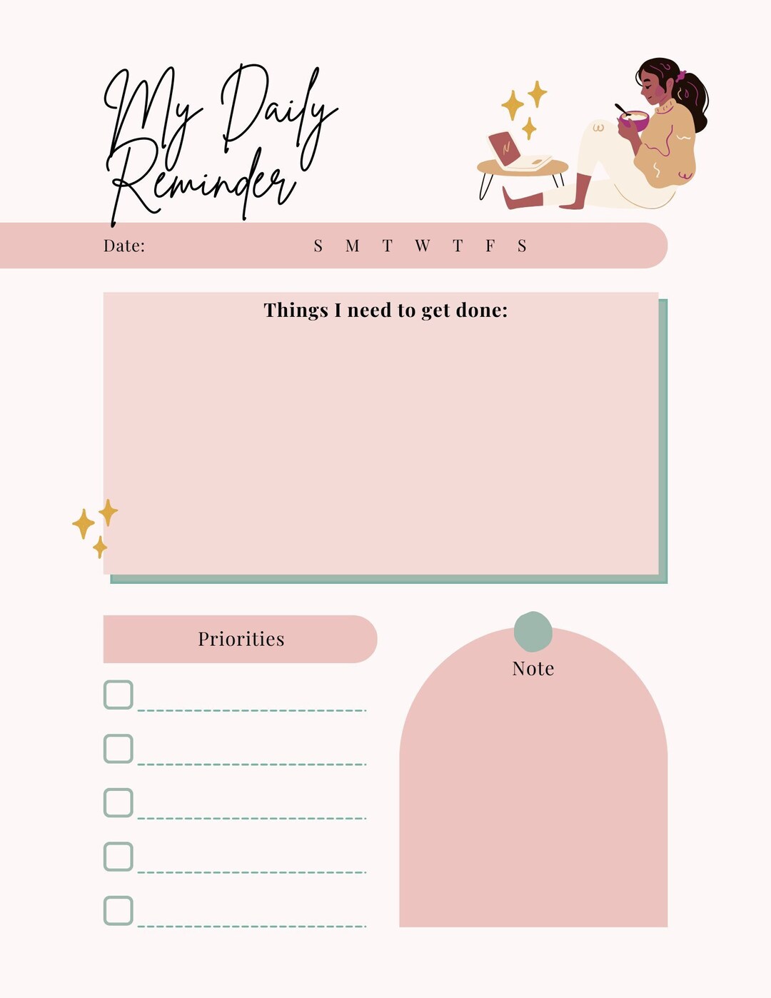 Daily Reminder Template - Etsy