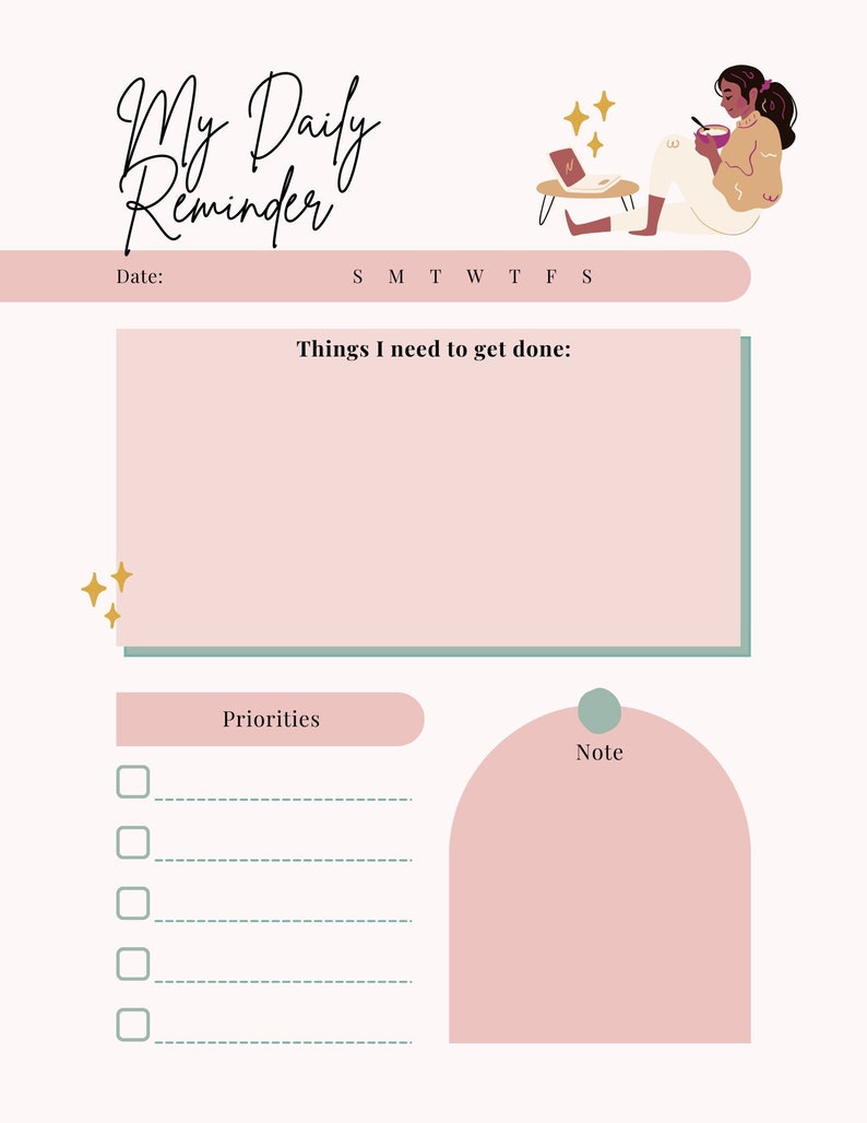Daily Reminder Template - Etsy
