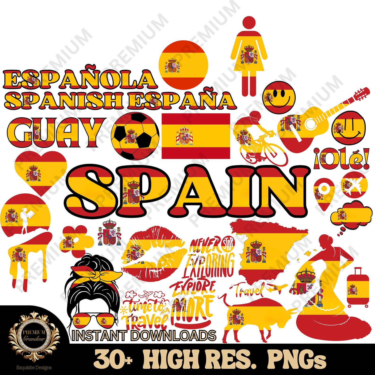 SPAIN Themed Clipart Bundle PNG Files High Resolution Png Instant ...