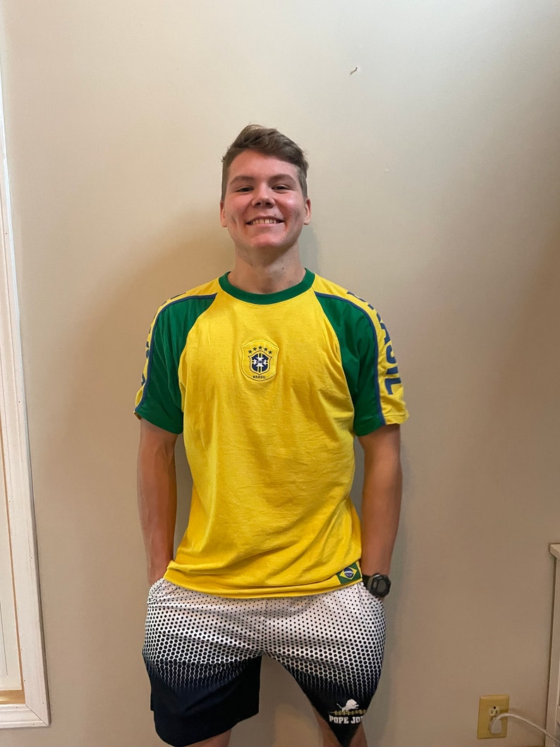 Pele Soccer Jersey Brazil Handmade Vibrant Athletic Sport Wear Quality ...