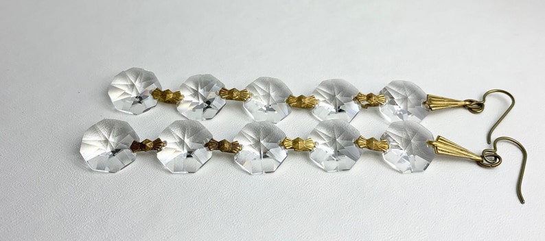 BEAUTIFUL 1970's Vintage Octagonal Crystal Prisms With Brass Connectors ...