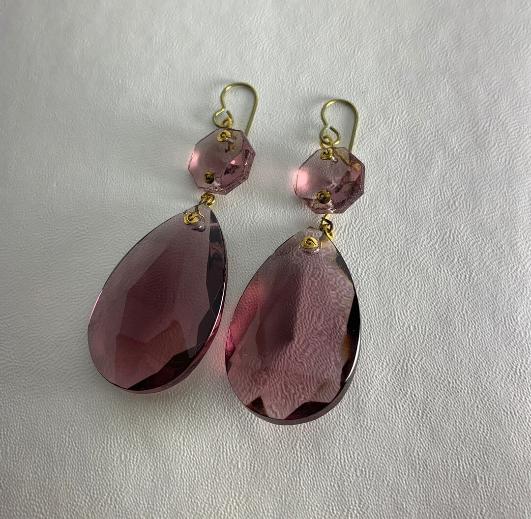 Vintage 1940s German Prism Glass Drop Earrings: Titanium Hooks - Etsy