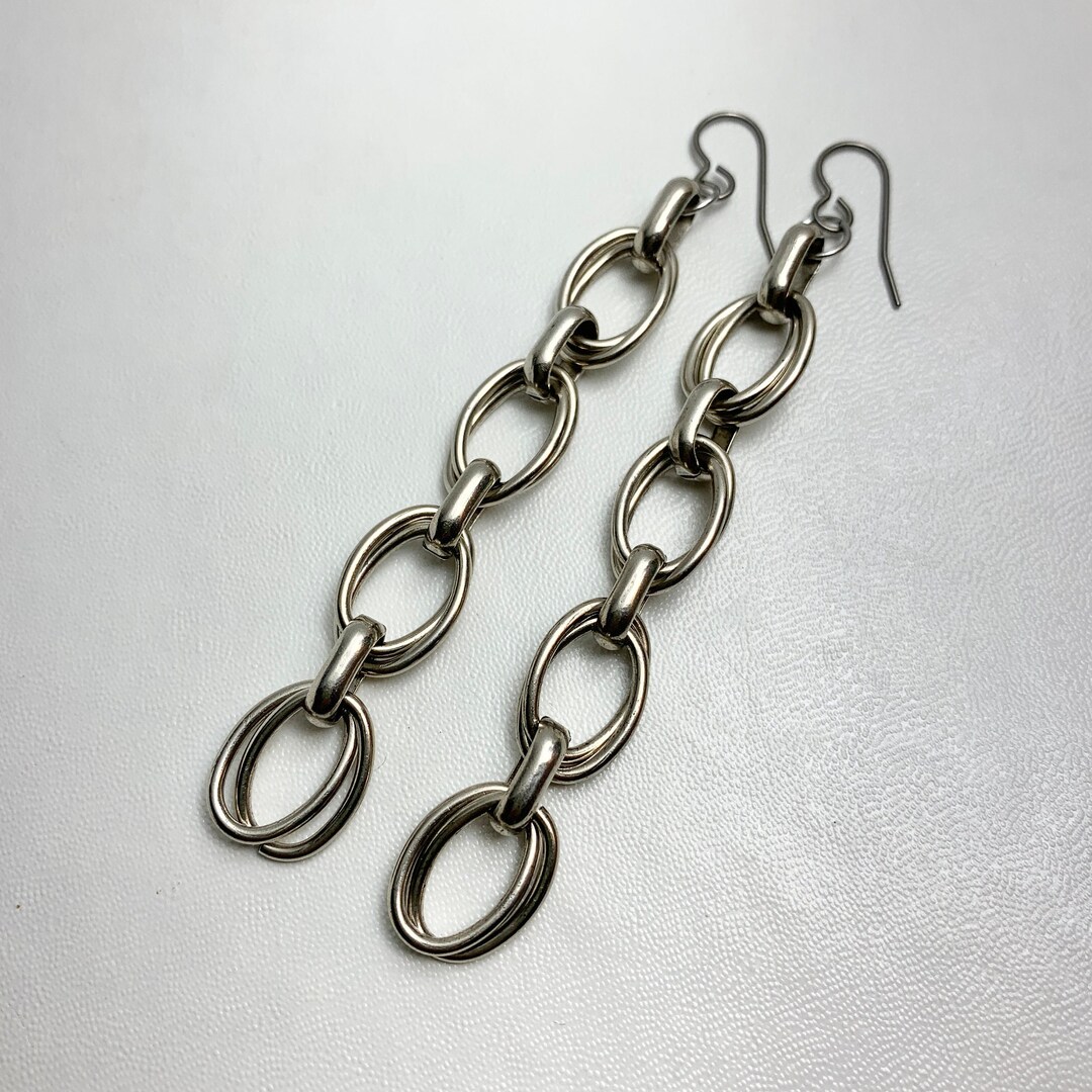 Oval Multi-ring Chain on 100% PURE Titanium Earring Hooks. Everyday ...