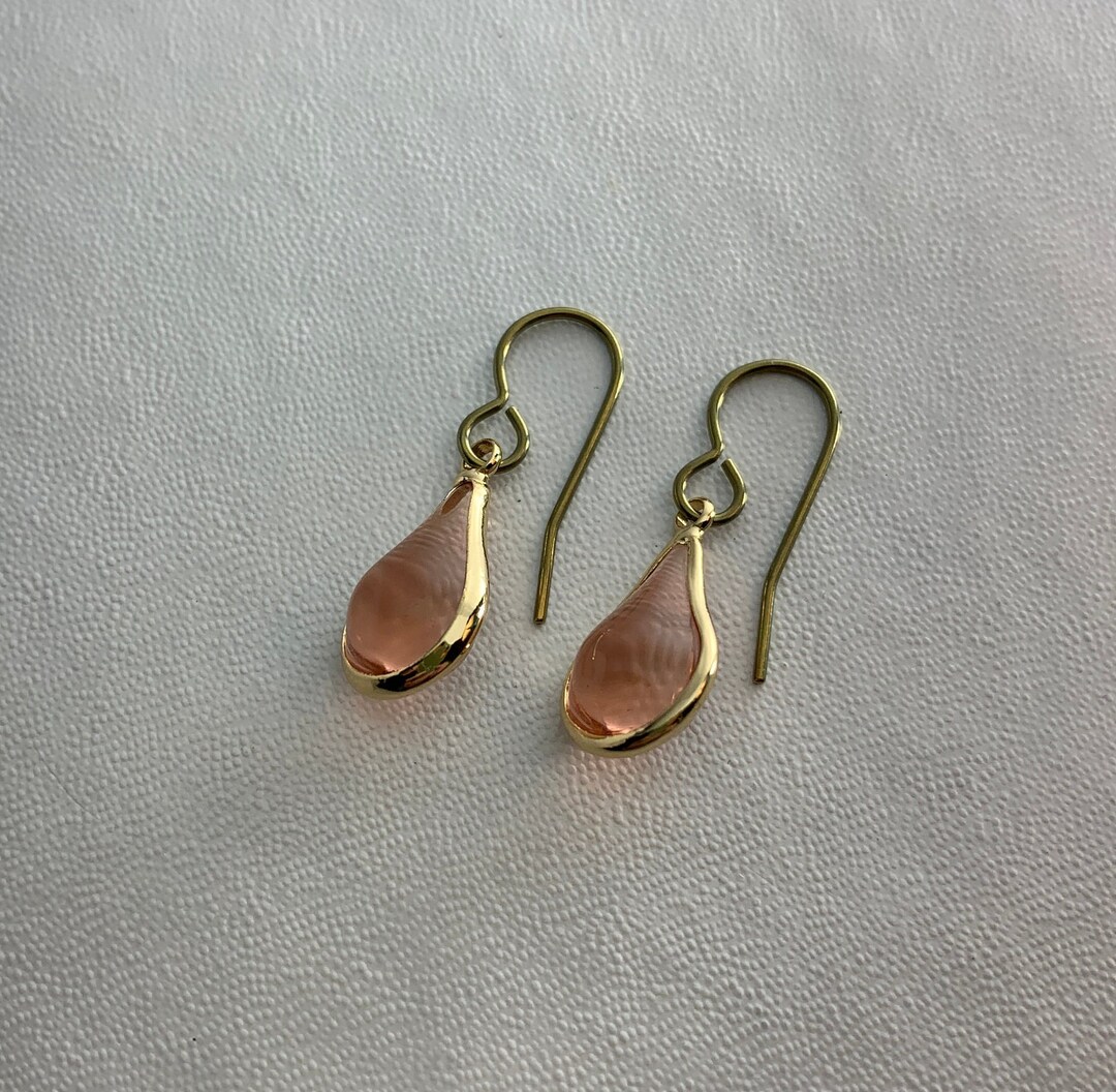 BEAUTIFUL Smooth Crystal Glass Teardrops on 100% PURE Titanium Earring ...