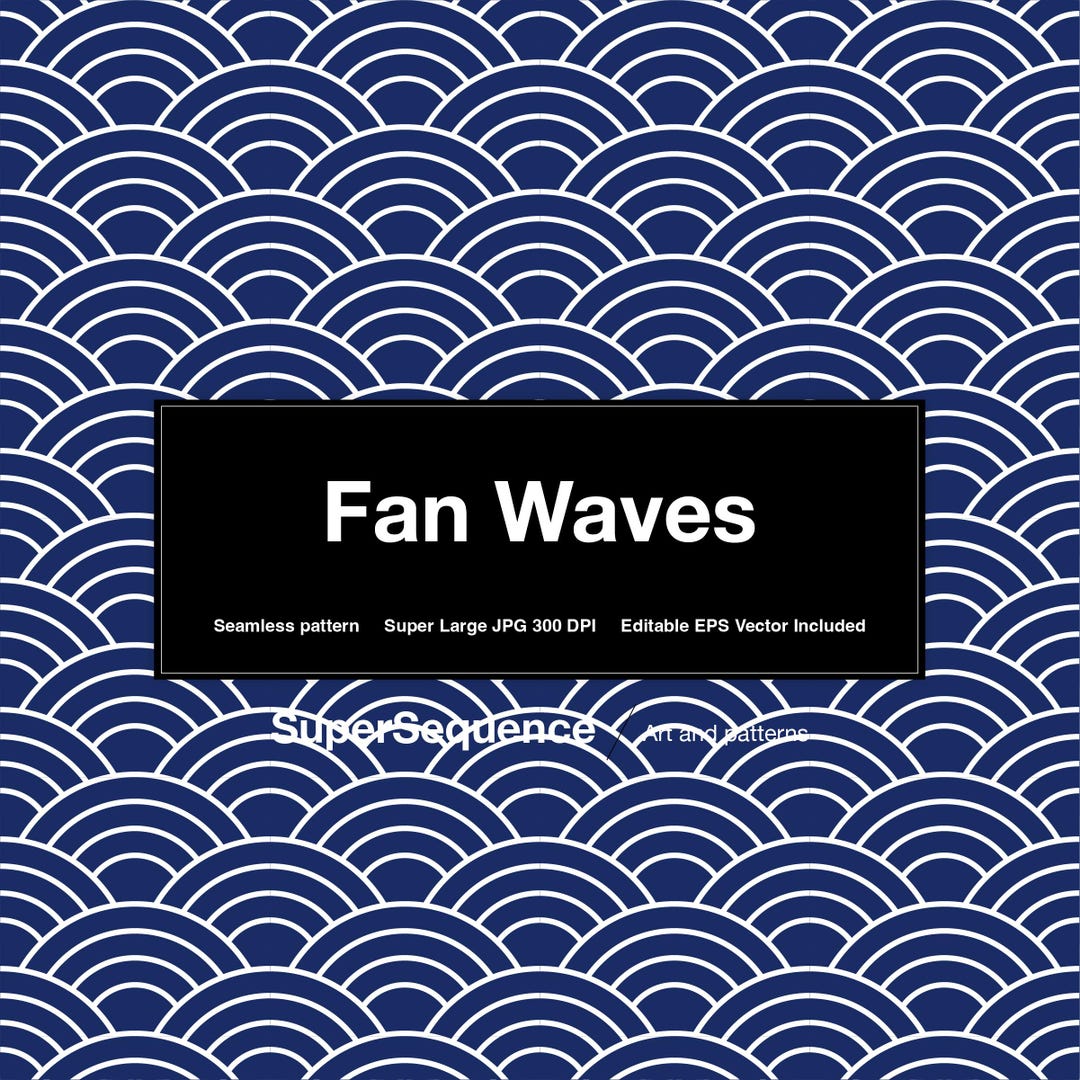 Fan Waves Illustrated Pattern - Vector Seamless Repeat Pattern ...