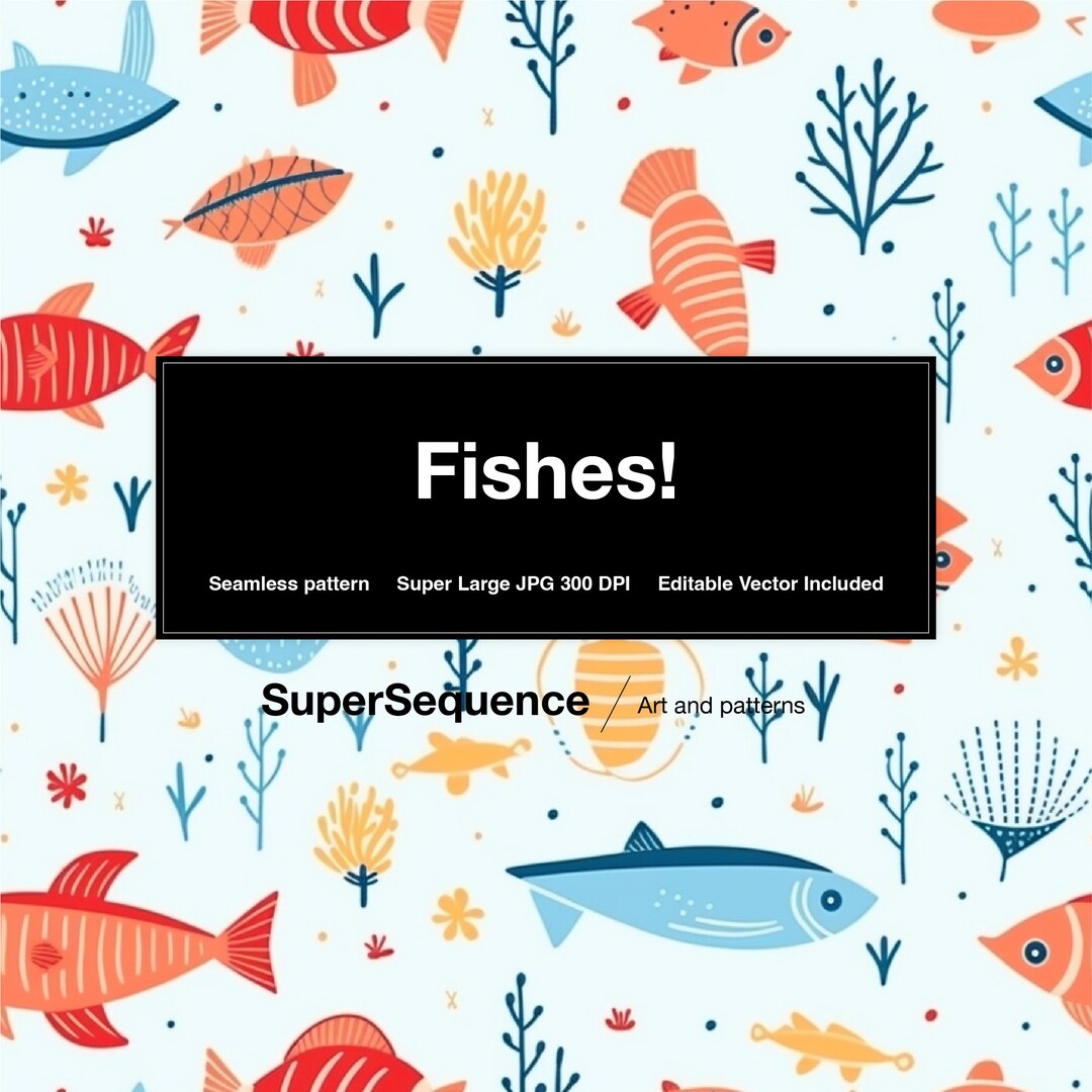 Colorful Fish Hand-drawn Art Illustration, Backgrounds, Printable Arts ...