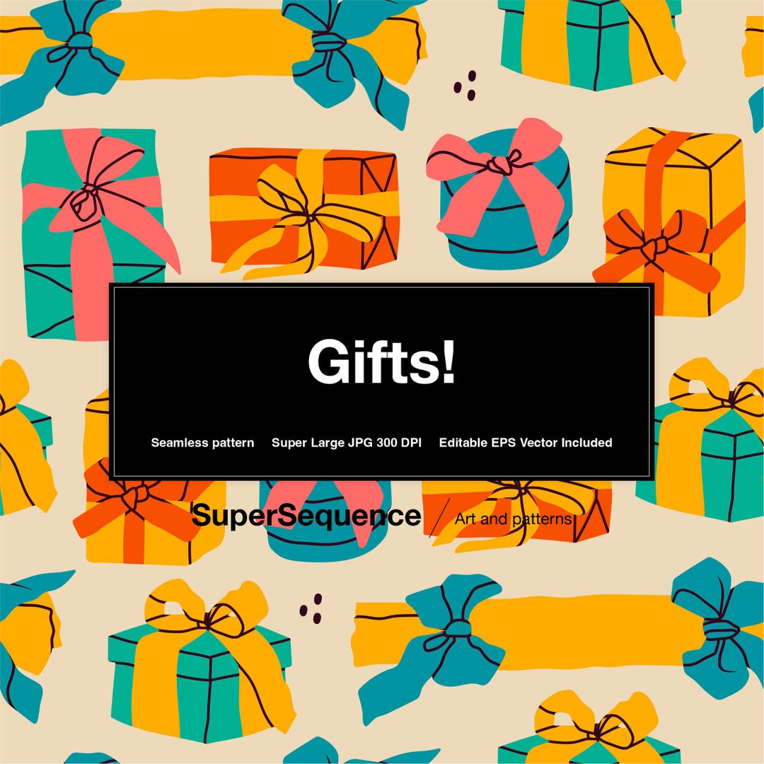 Gift Boxes Illustrated Pattern - Vector Seamless Repeat Pattern ...