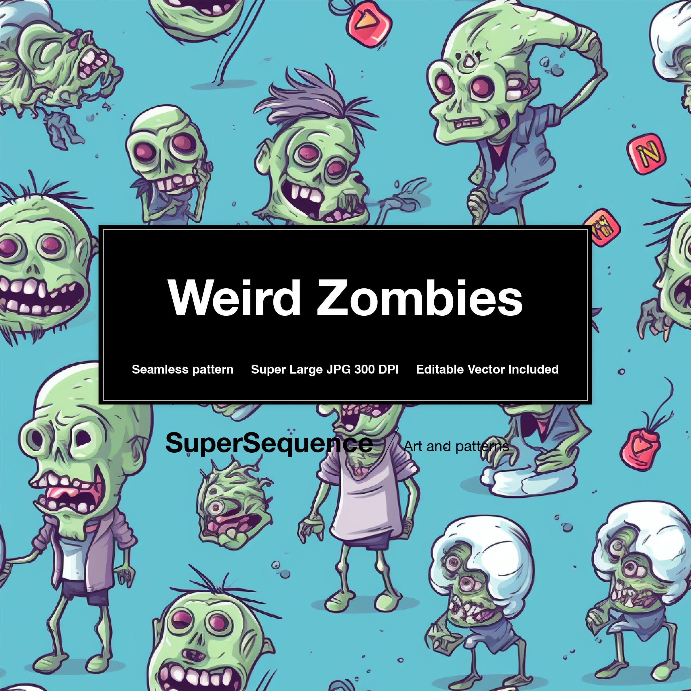 Weird Zombies 3 Hand-drawn Art Illustration, Backgrounds, Printable ...