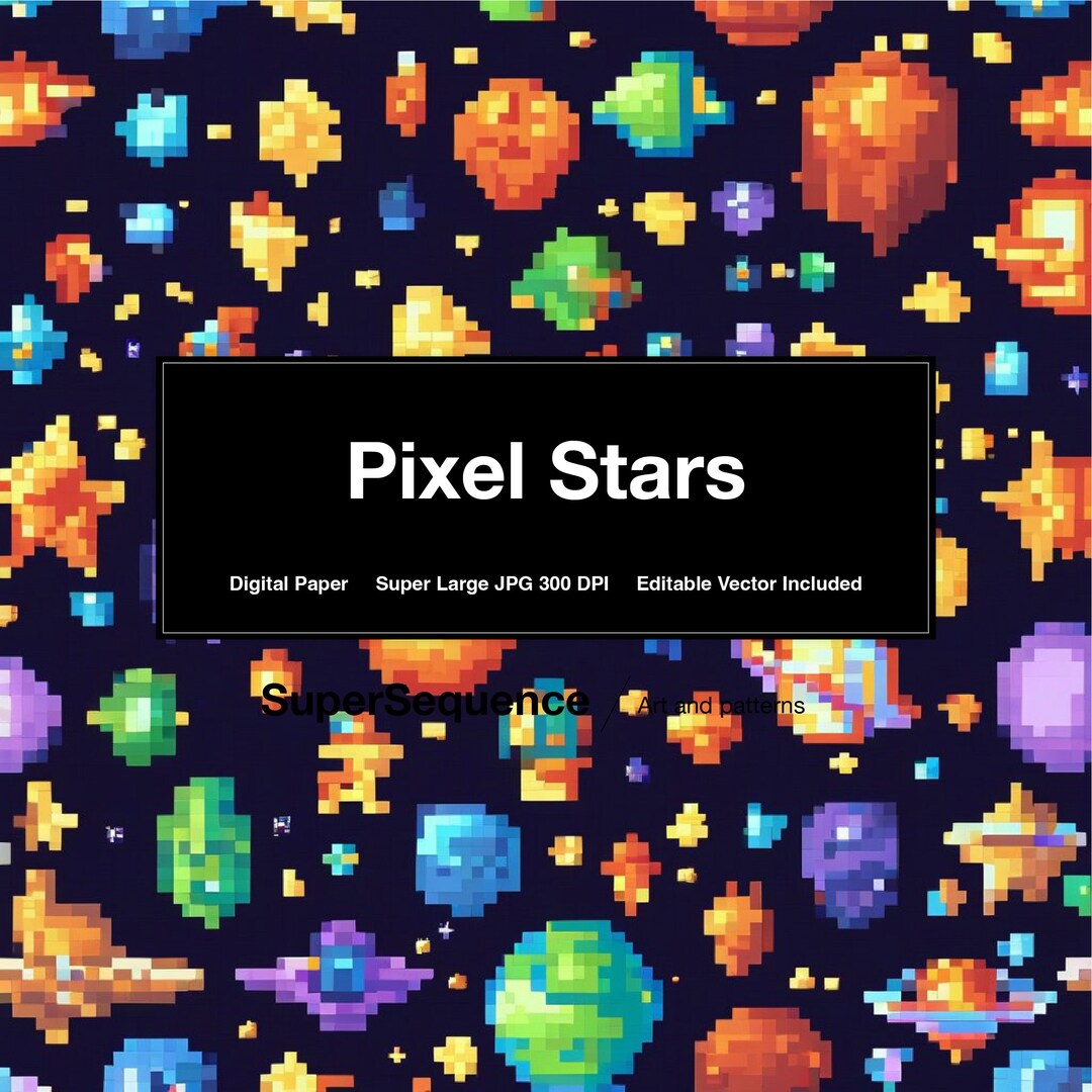 Pixel Planets and Stars Hand-drawn Art Illustration, Backgrounds ...