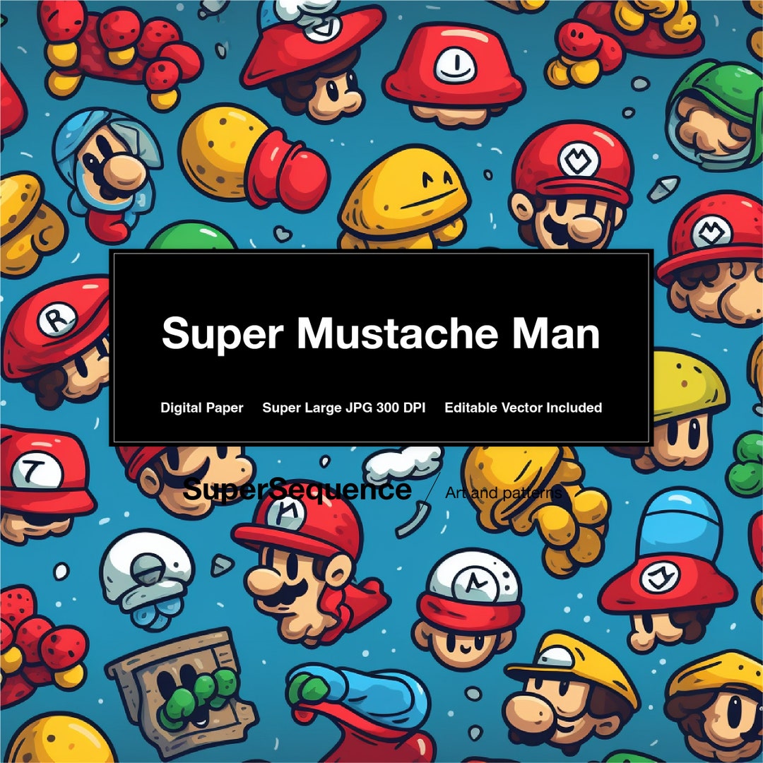 Super Mustache Man Hand Drawn Art - Illustration, Backgrounds ...