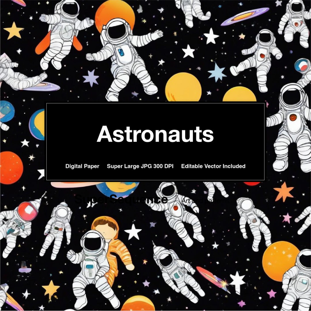 Astronaut and Planets in Space Hand-drawn Art Illustration, Backgrounds ...