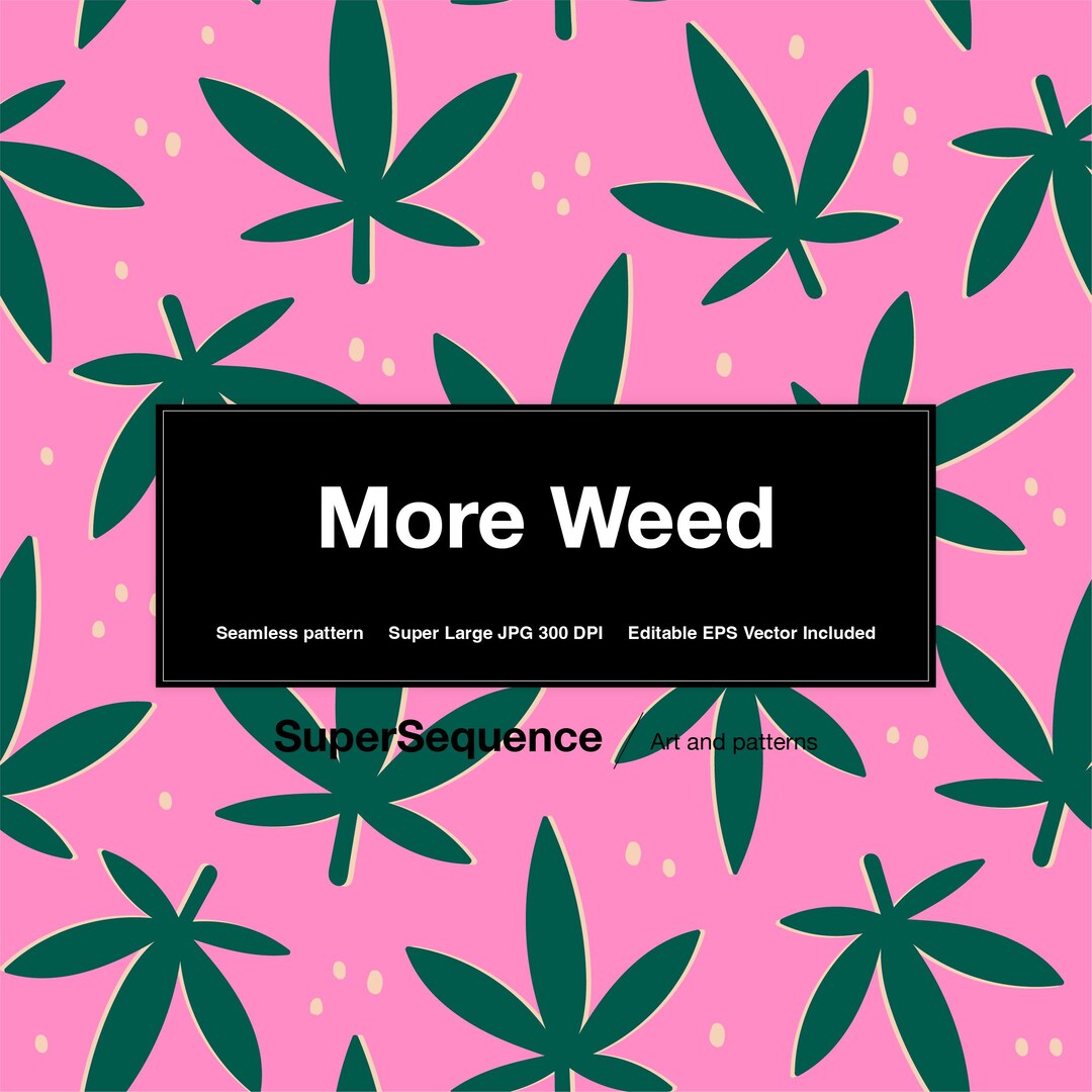 More Weed Illustrated Pattern - Vector Seamless Repeat Pattern ...