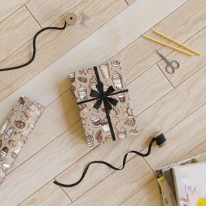 Coffee and Pastries - Wrapping Paper Long Roll 28" X 79" Satin Finish ...