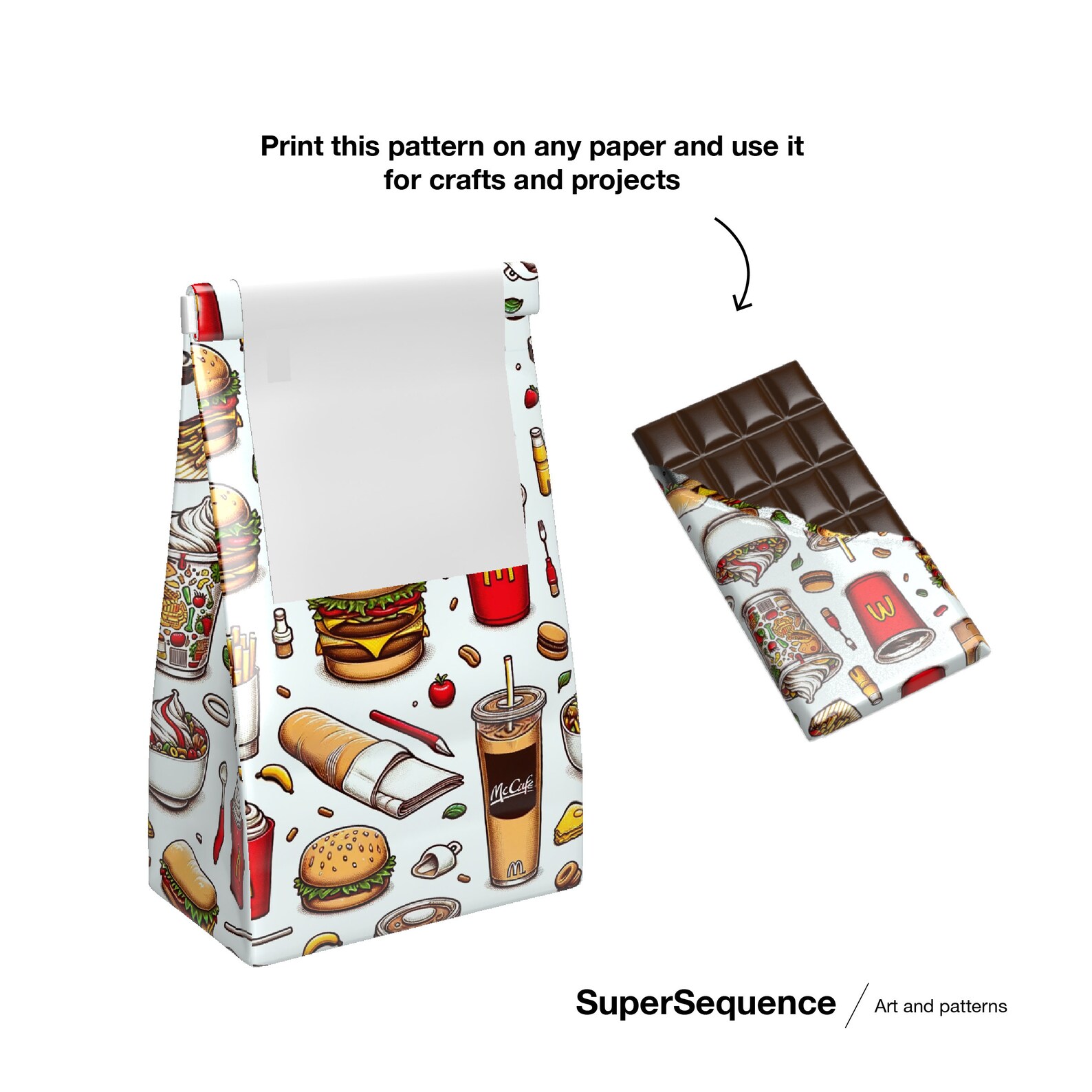 Fast Food Burgers Fries and Drinks Hand-drawn Art Illustration ...