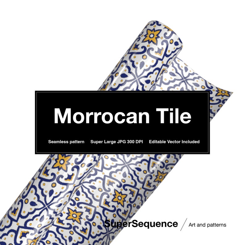 Morrocan Tile - Vector Seamless Repeat Pattern, Backgrounds, Printable ...