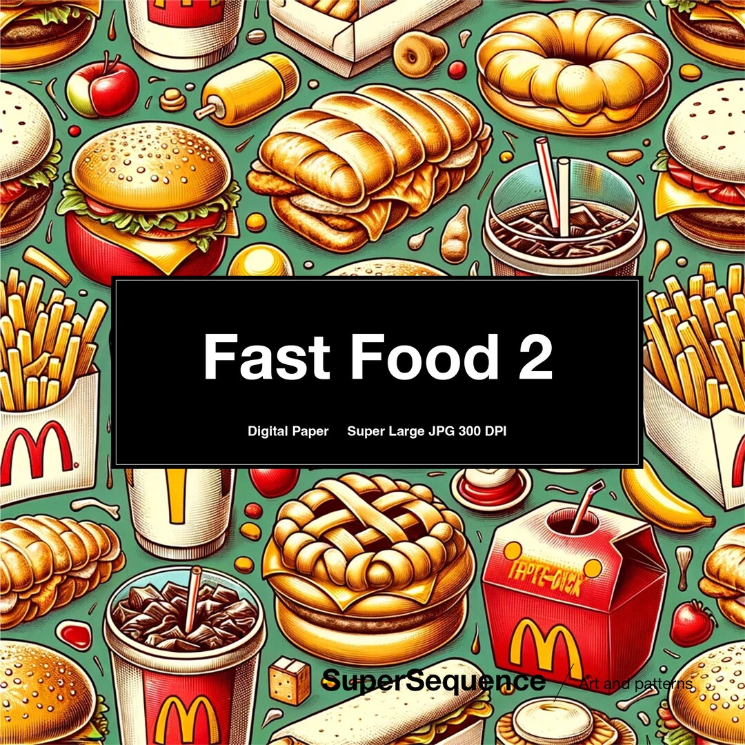 Fast Food Burgers Sandwich Pies Hand-drawn Art Illustration ...