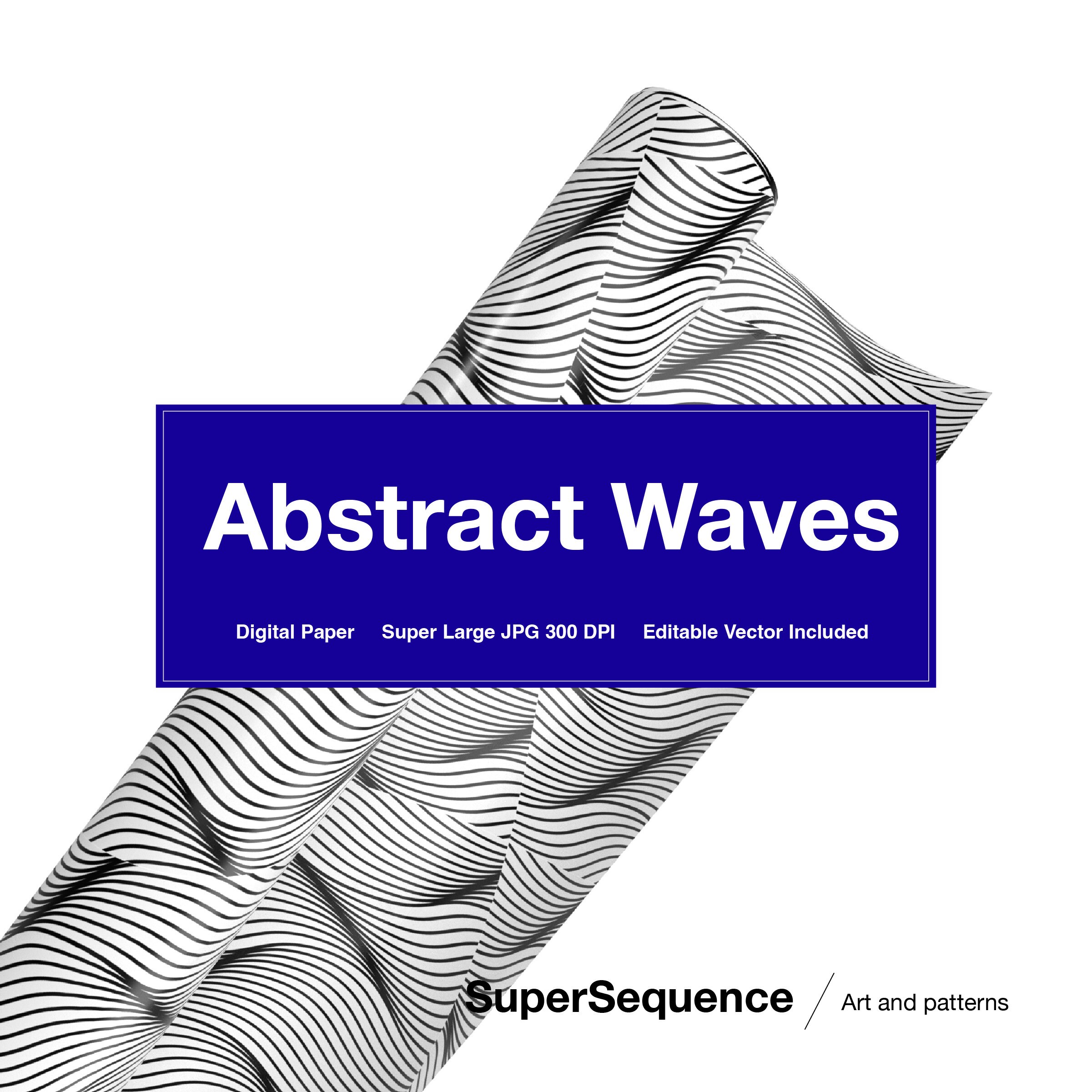 Abstract Waves - Vector Digital Paper, Backgrounds, Printable Digital ...