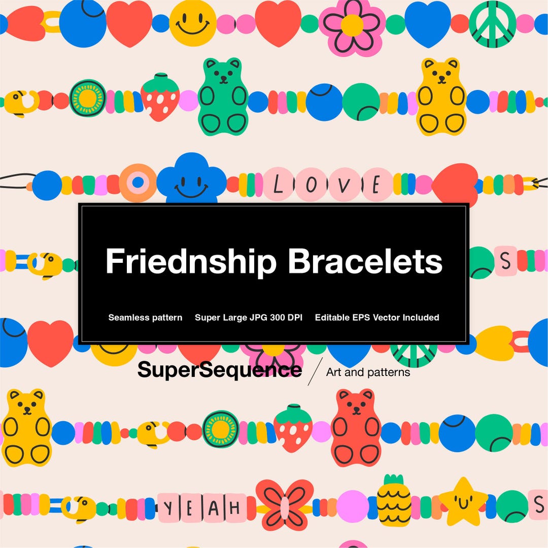 Friendship Bracelets Illustrated Pattern - Vector Seamless Repeat ...